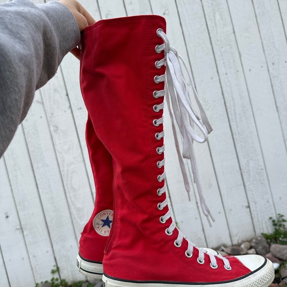 Converse | Shoes | Knee High Converse Red Chuck Taylors Womens 75 Mens ...